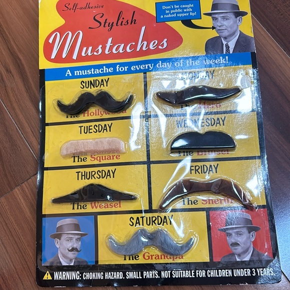 Accessories | Vintage Mustache Day Of The Week 1999 Set | Poshmark